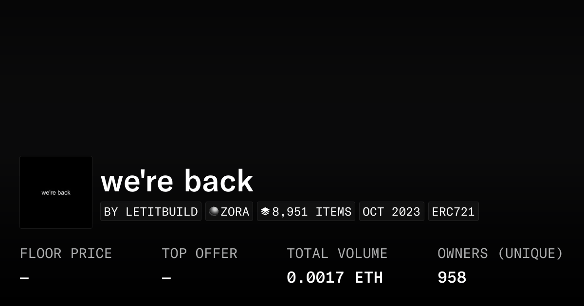 We Re Back Collection Opensea