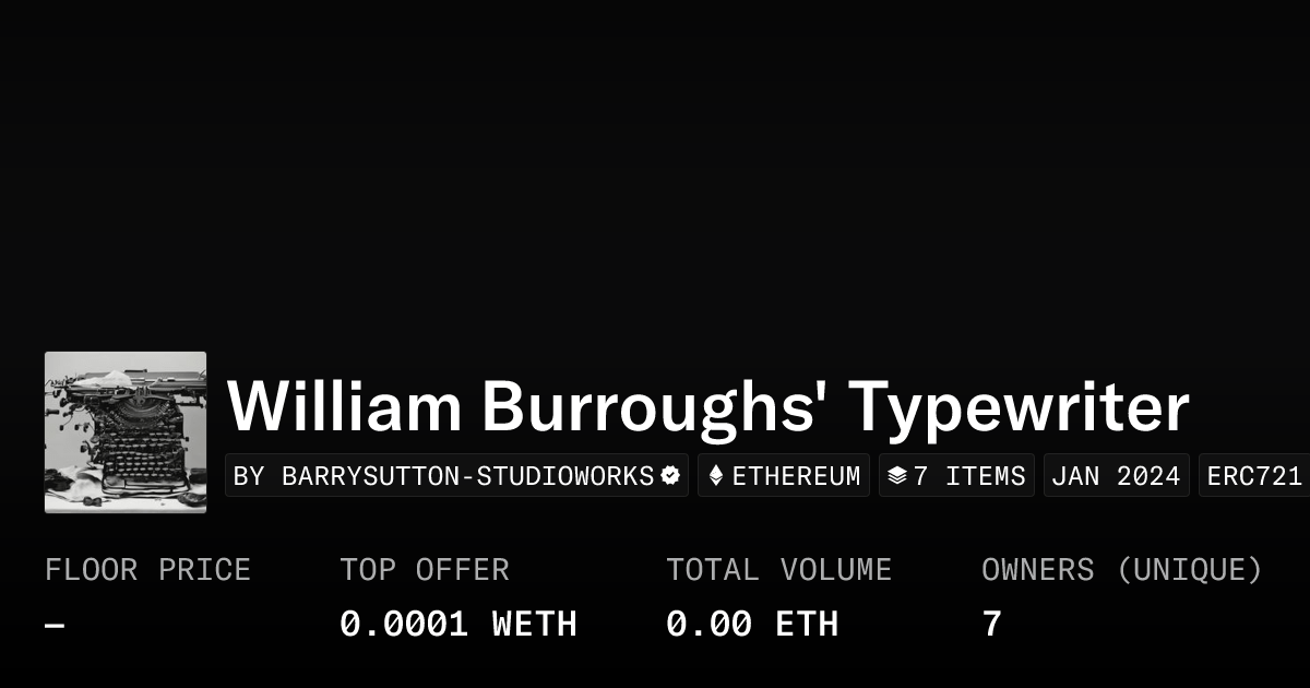 William Burroughs Typewriter Collection Opensea