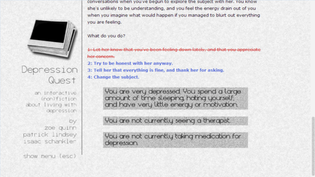 REVIEW: Depression Quest - oprainfall