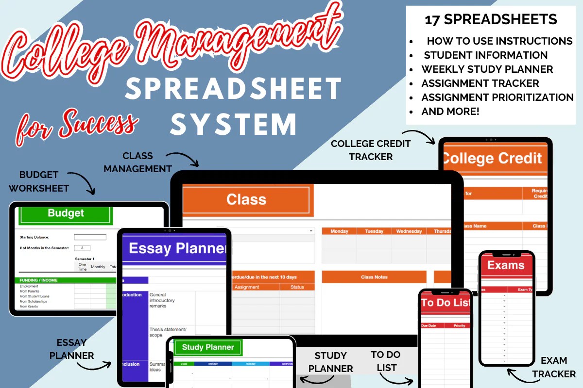 College Management Spreadsheet System Organized 31 Shop