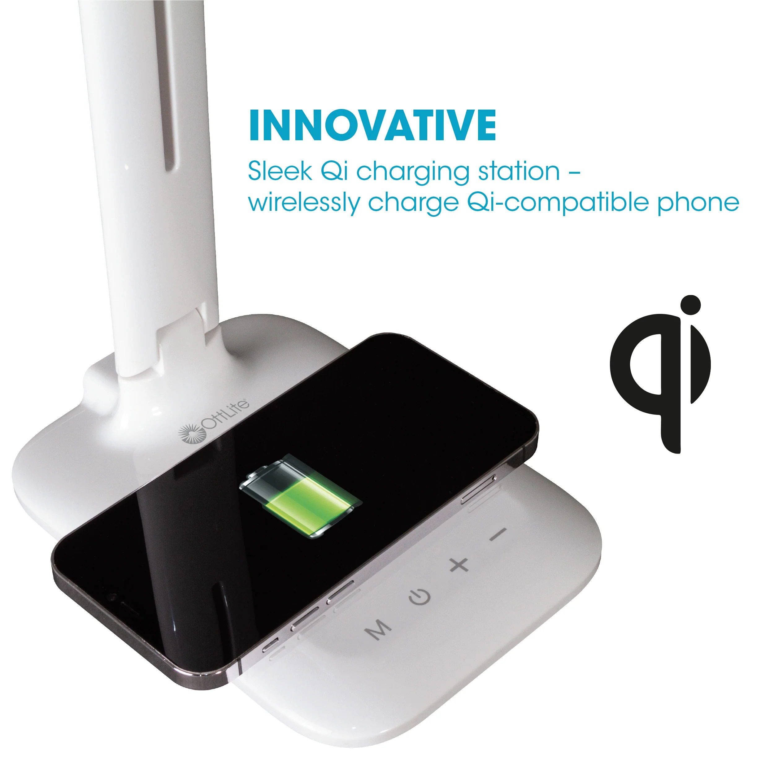 Ottlite Wellness Series Charge Up Led Desk Lamp With Wireless Charging
