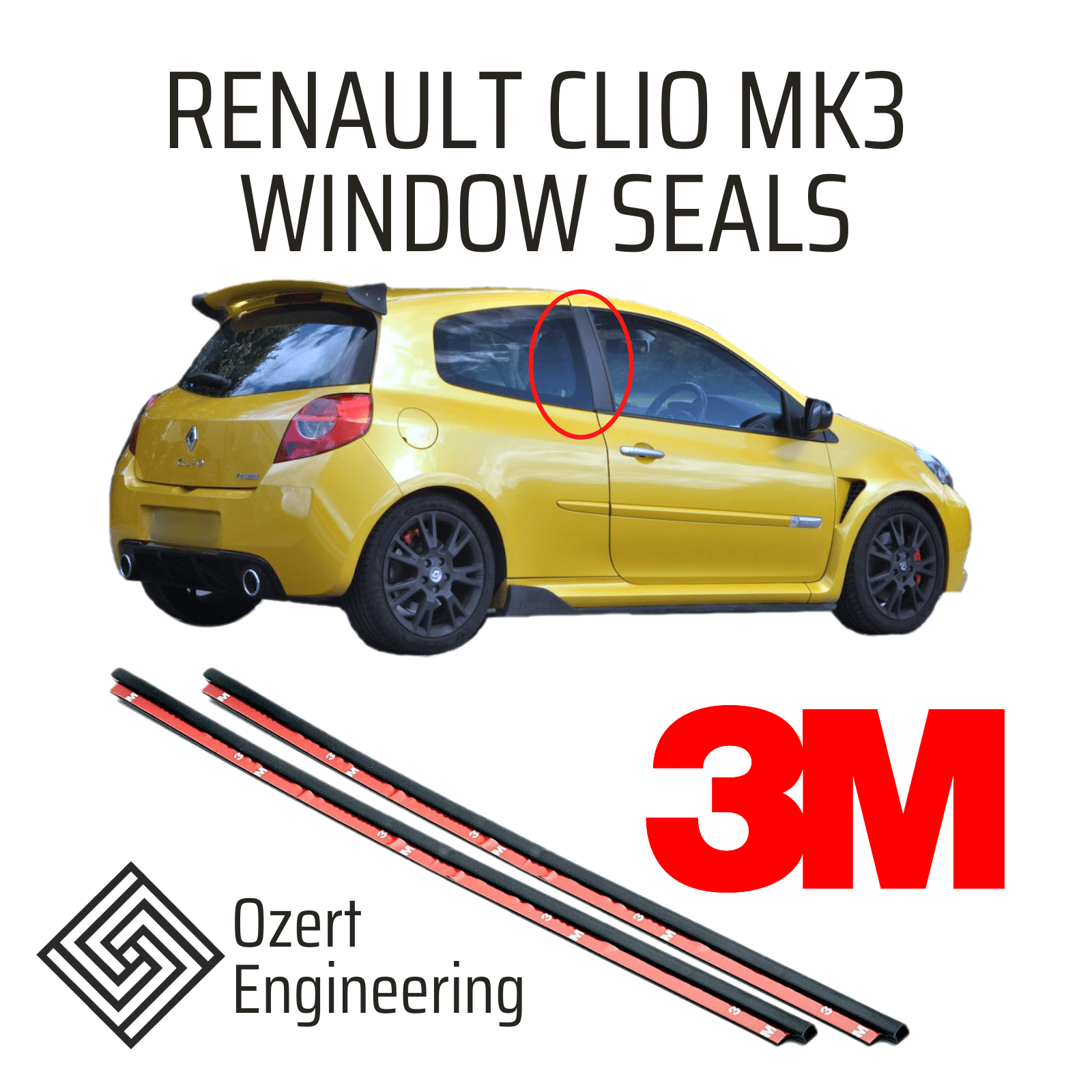 3M X2 Rear Quarter Side Glass Window Seal for Renault Clio MK3