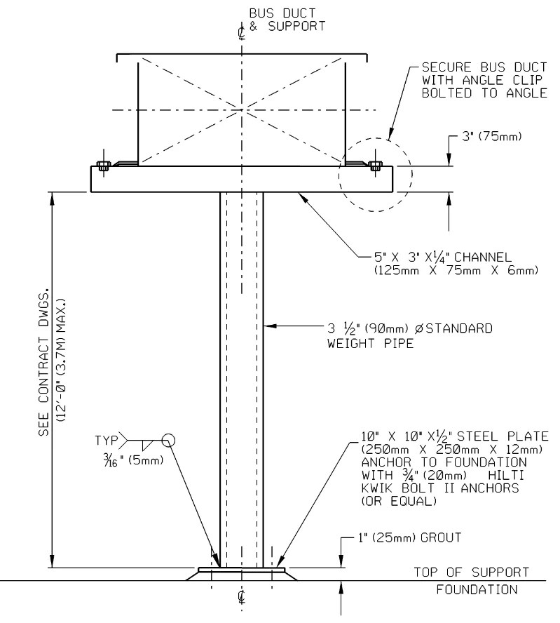 Electrical Standard Bus Duct Support Detail