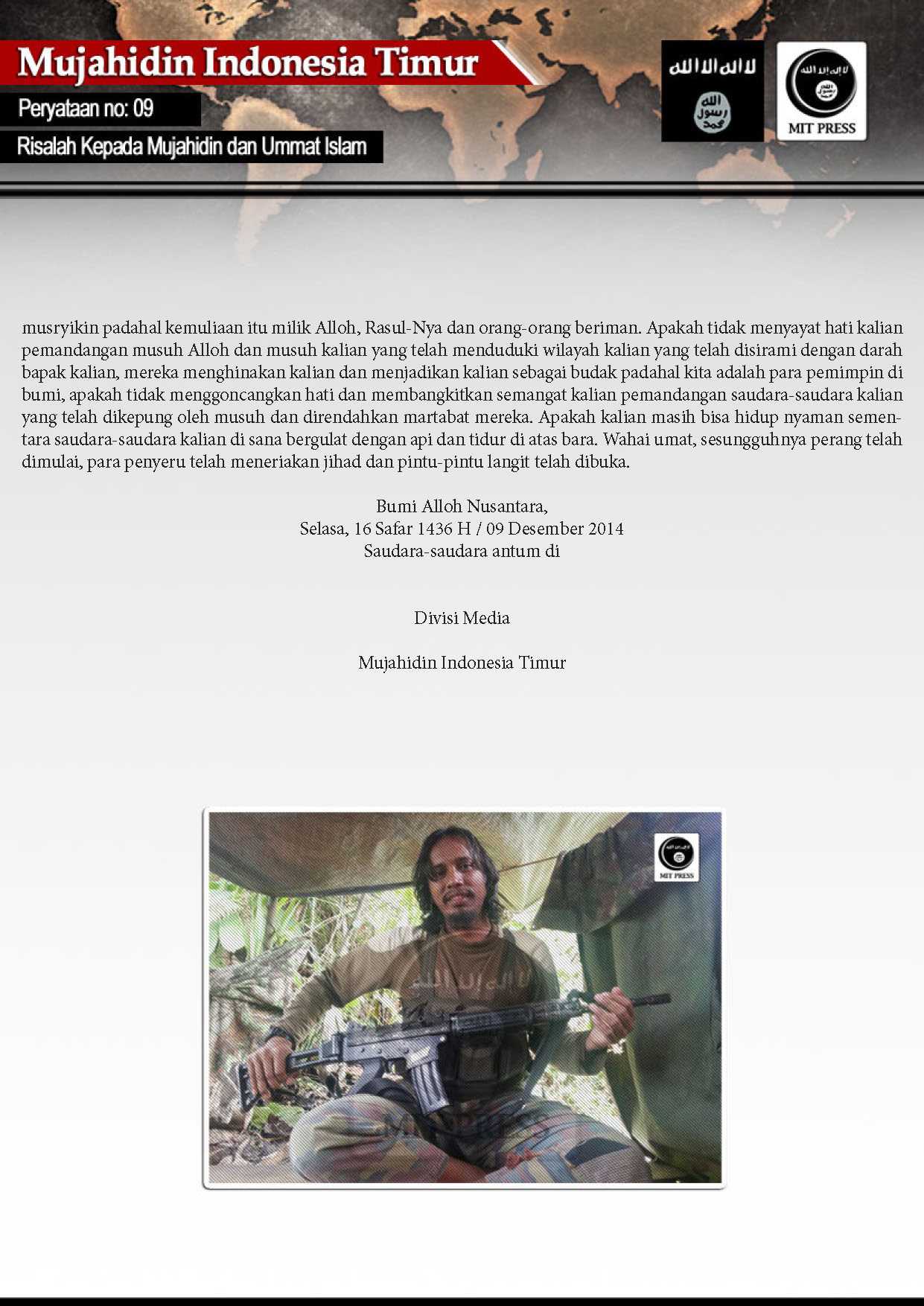 Pernyataan Lengkap Mujahidin Indonesia Timur (MIT) : Risalah Kepada ...