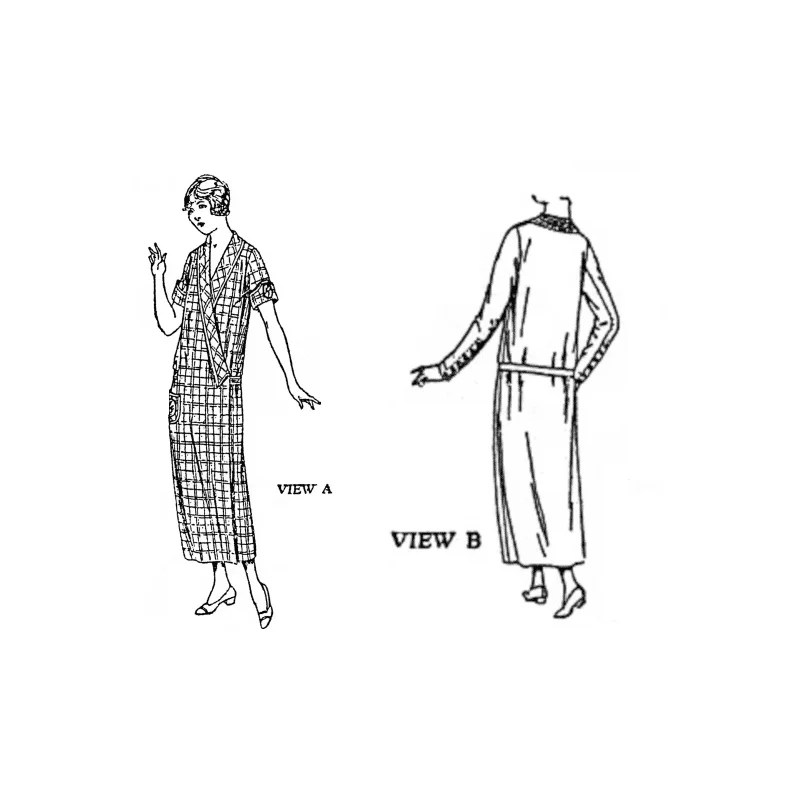 Mid 1920s One-piece Wrap-around House Dress Sewing Pattern Bust 36 B36 ...