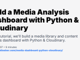 Build A Media Analysis Dashboard With Python Cloudinary Patrick Loeber