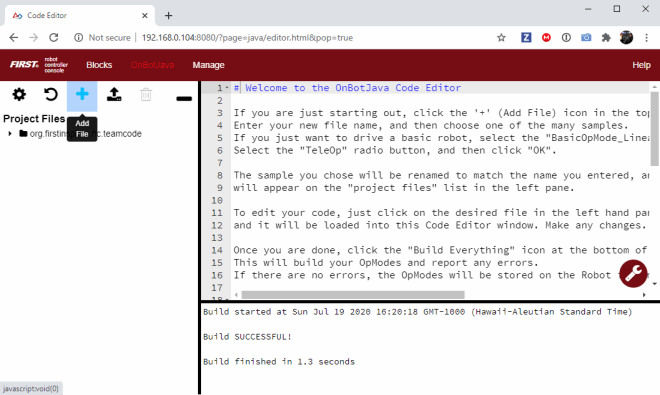 OnBot Java (FTC) | navX2-Micro