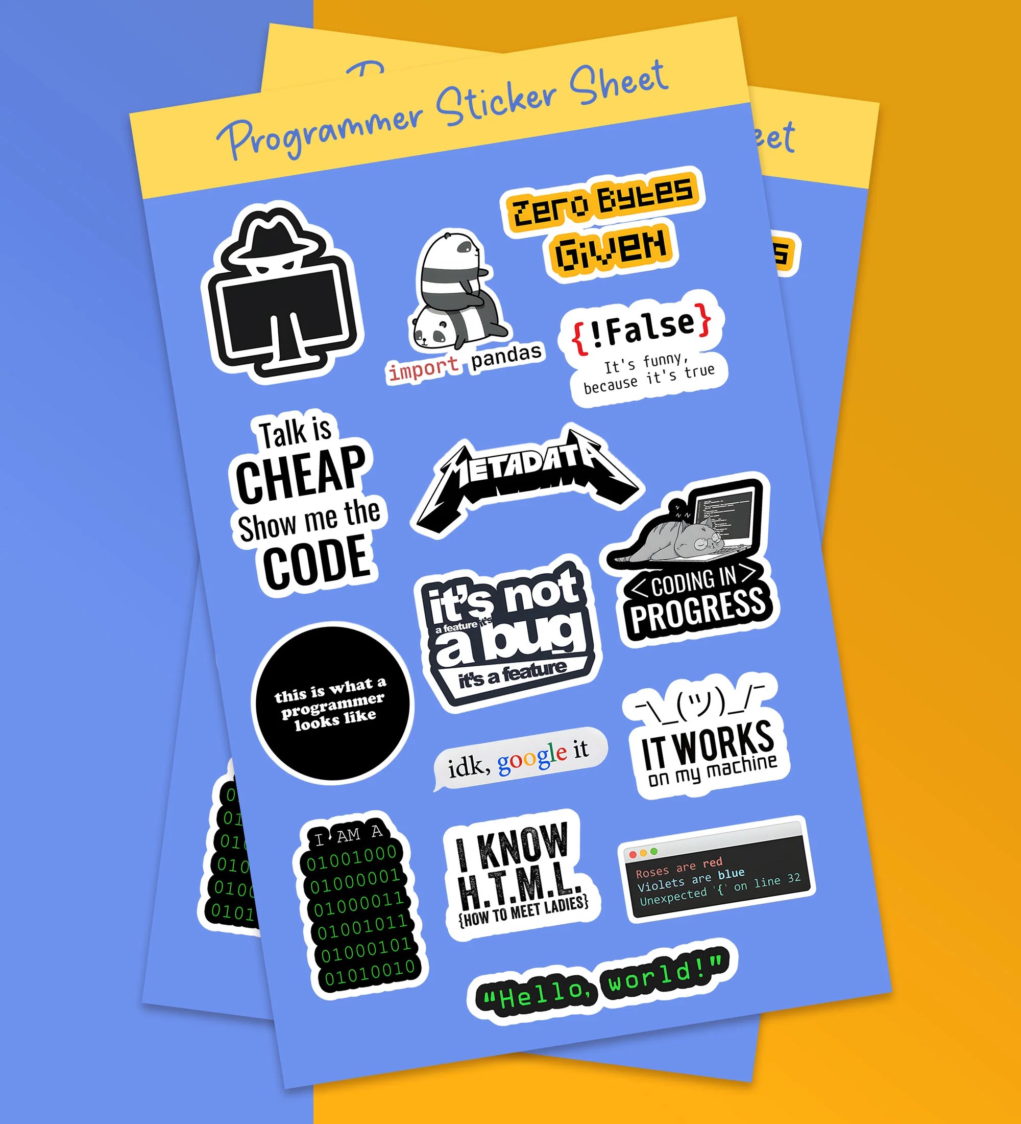 Programmer Sticker Sheet Peeekaboo