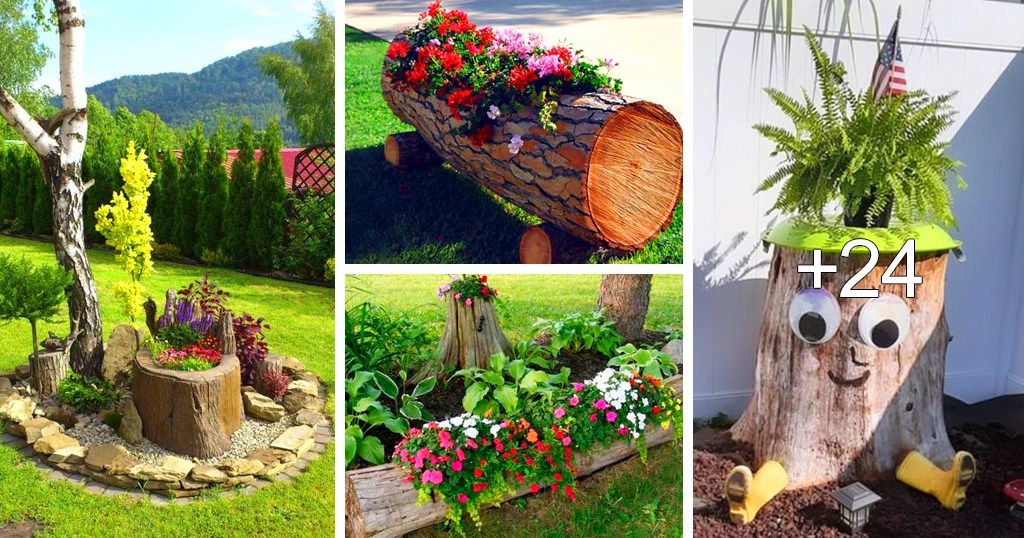 Maceteros Rústicos con Troncos - Ideas Perfectas