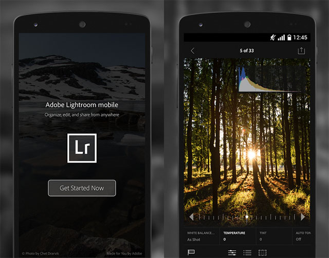 Lightroom móvil llega a Android, pero sólo para los teléfonos por Ahora