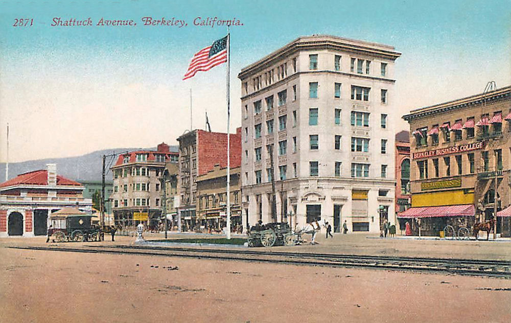 Collection of old main street California postcard views.