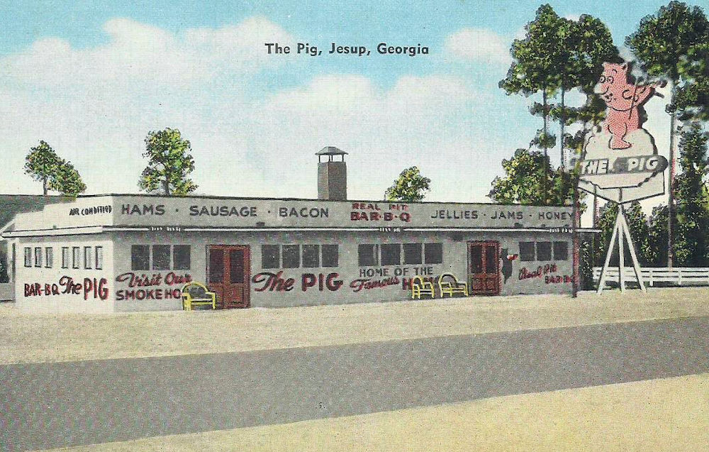 Collection old Main Street postcards from State of Georgia