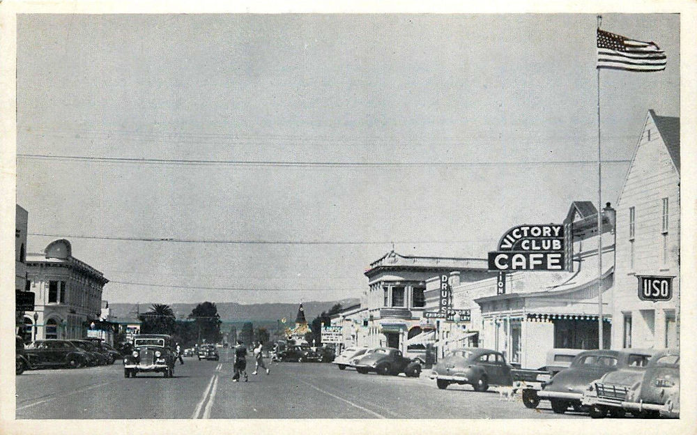 Collection of old main street California postcard view