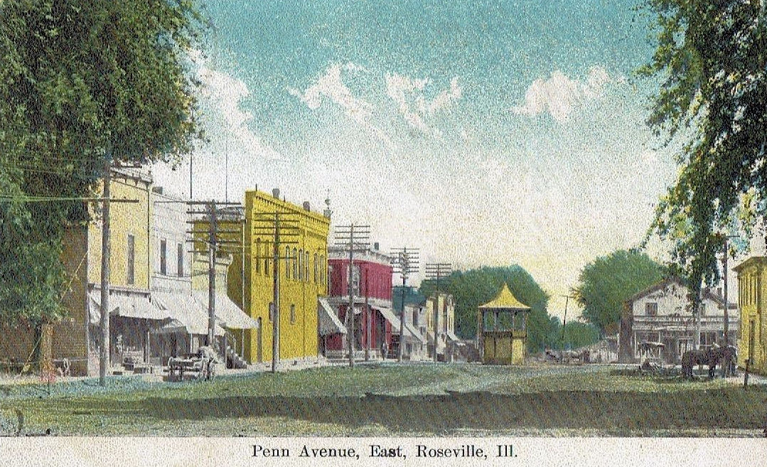 Collection of old Main Street postcards from the State of Illinois