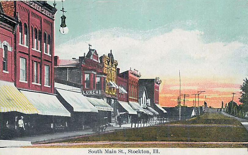 Collection of old Main Street postcards from the State of Illinois