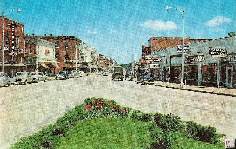 Collection of postcards for Main Streets in Alabama