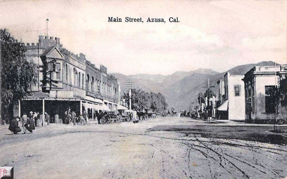 Collection of old main street California postcard views.