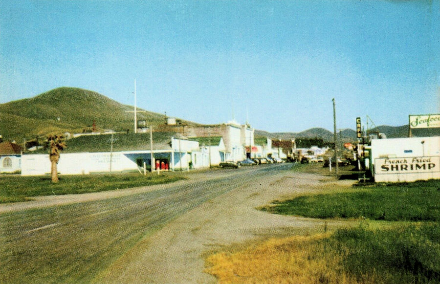 Collection of old main street California postcard views.