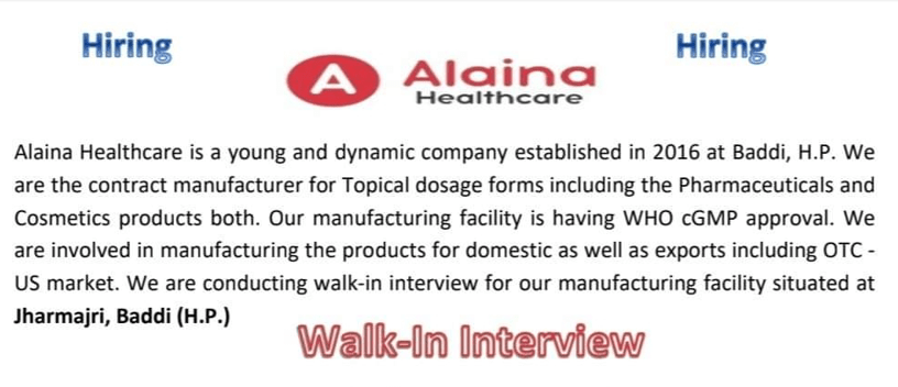QA,QC,Production,Packing,F&D Walk-in 2nd July 2023 At Alaina Healthcare ...