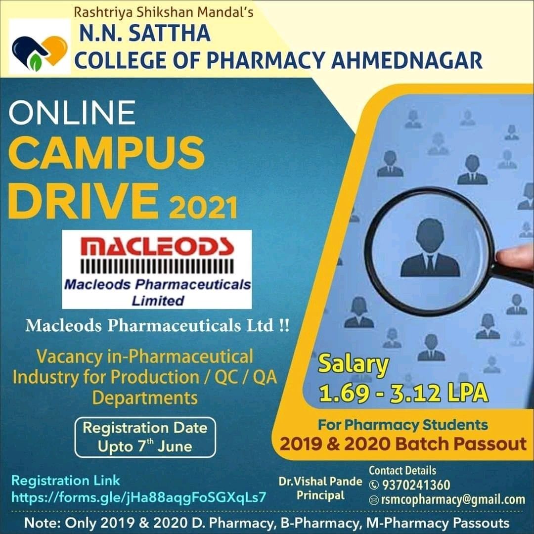 Macleods Pharmaceuticals - Online Campus Drive for FRESHERS in QC / QA ...