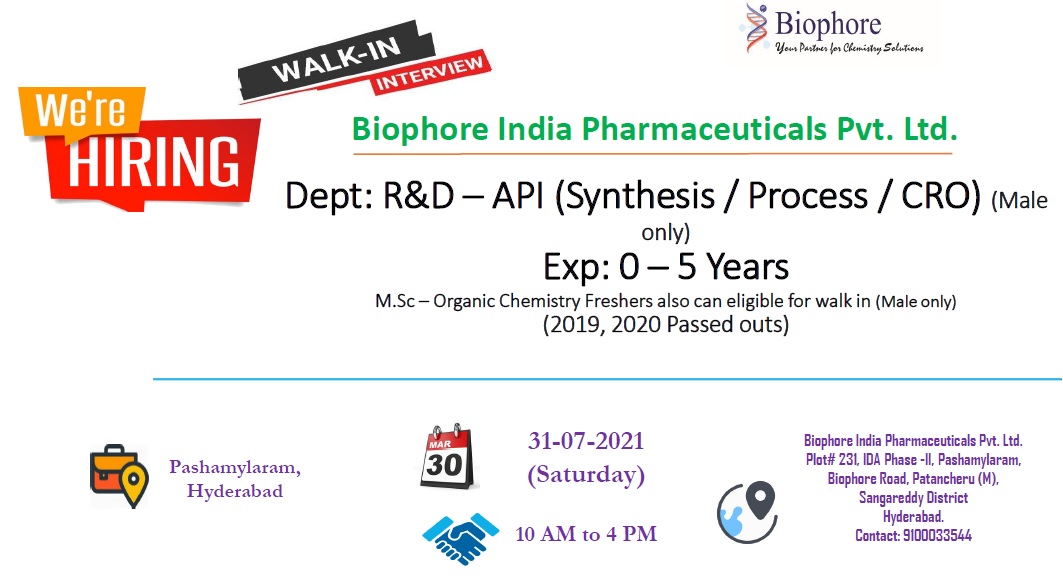 Biophore India – Walk-Ins for Freshers & Experienced Candidates on 31st ...