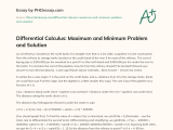 Differential Calculus Maximum And Minimum Problem And Solution 300