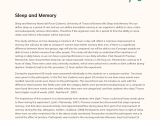 Sleep And Memory Phdessay