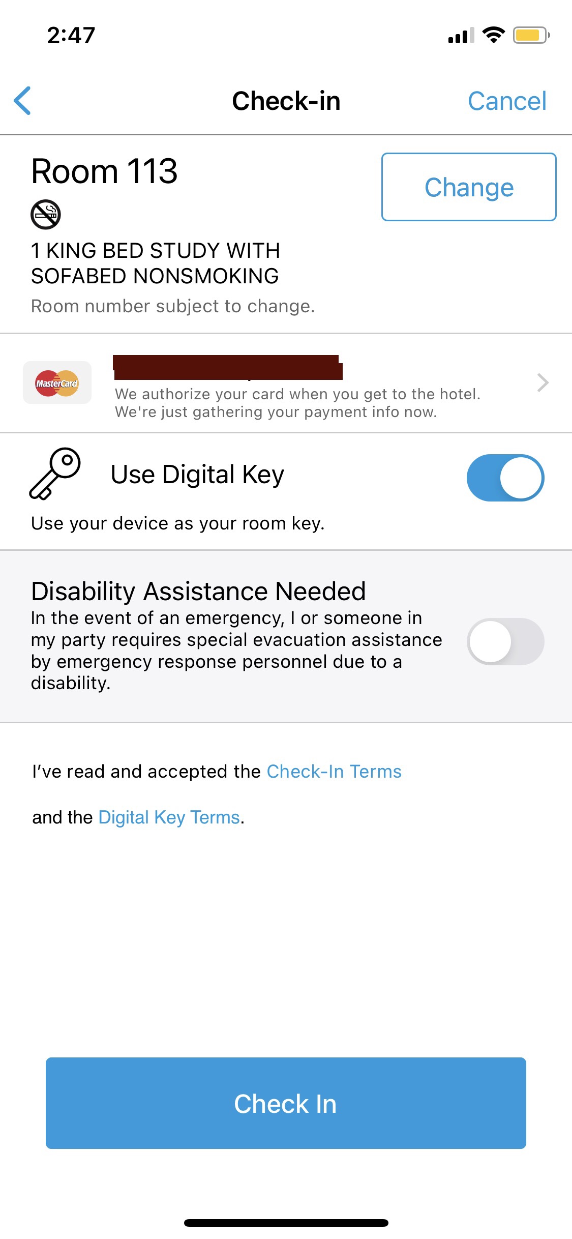Hilton App Check In…I Kinda Like It