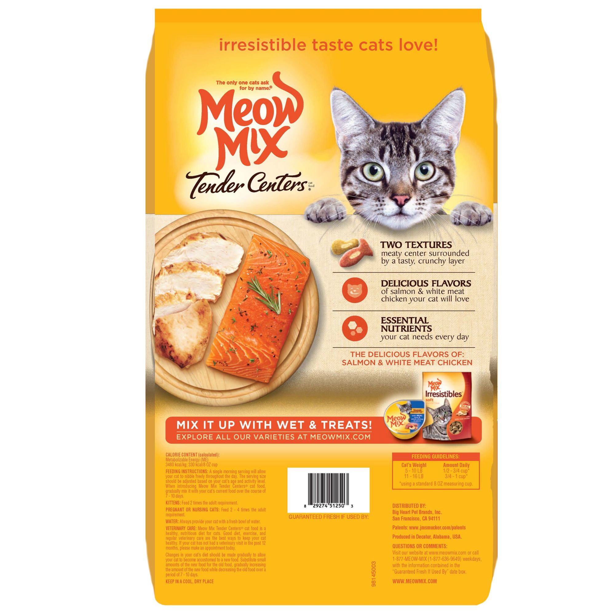 Meow Mix Tender Centers Salmon & White Meat Chicken, 3 lb Packet, Dry ...