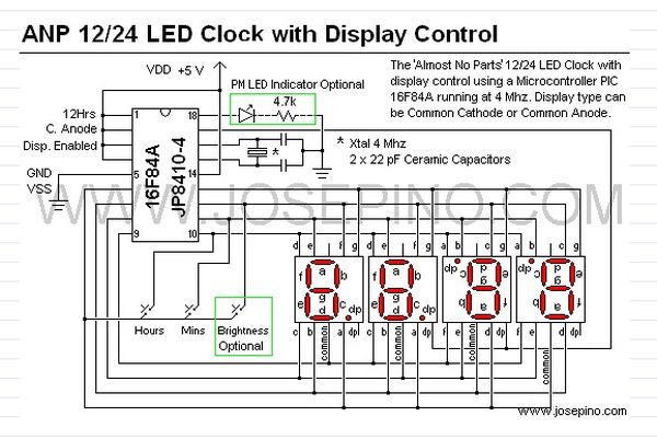 12 Hour Digital Clock Circuit Diagram