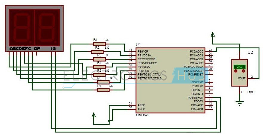 Lm35 Temperature Sensor Circuit Diagram