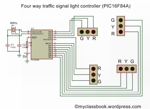 Circuit Diagram Traffic Light Controller Using Microcontroller