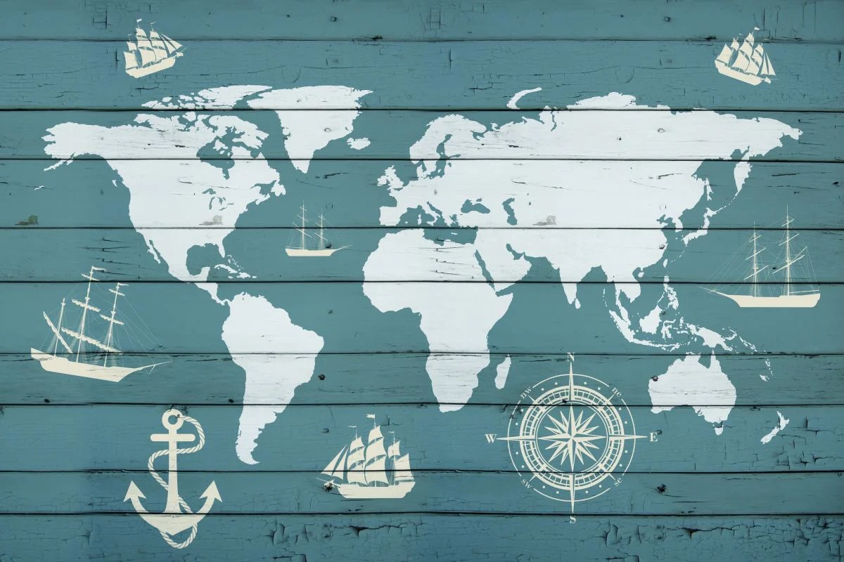 Nautical World Map Pineapple Licensing