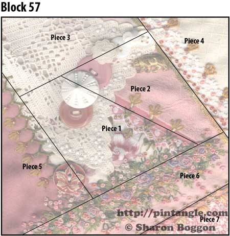 Introducing block 57 on I dropped the Button Box crazy quilt - Pintangle