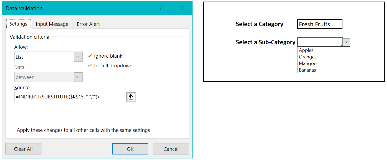 Cascading Or Dependent Drop Down Lists Using Data Validation Tool In Excel Pivotronics