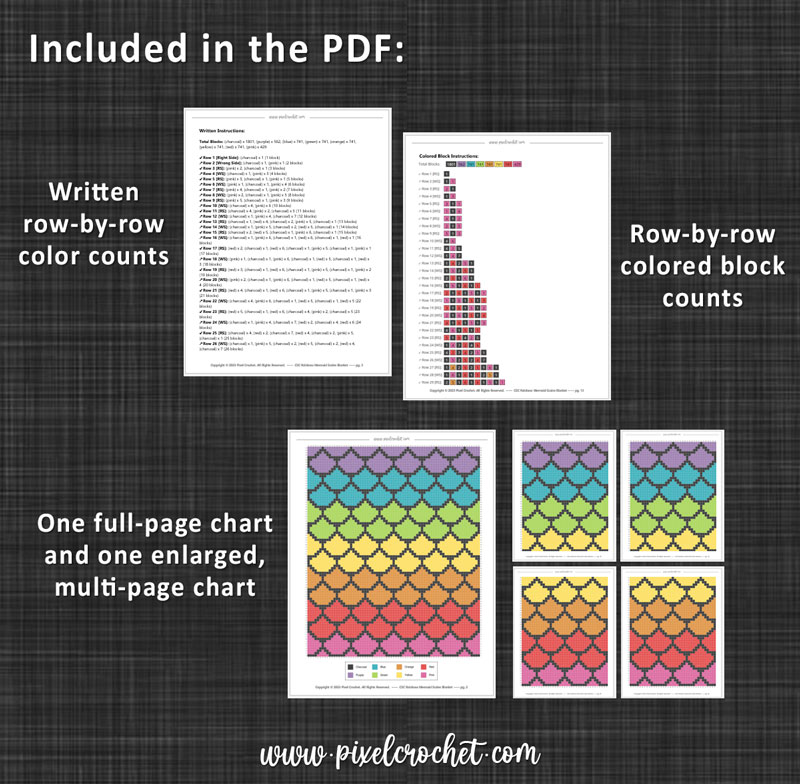 C2C Rainbow Mermaid Scales Pattern – Pixel Crochet