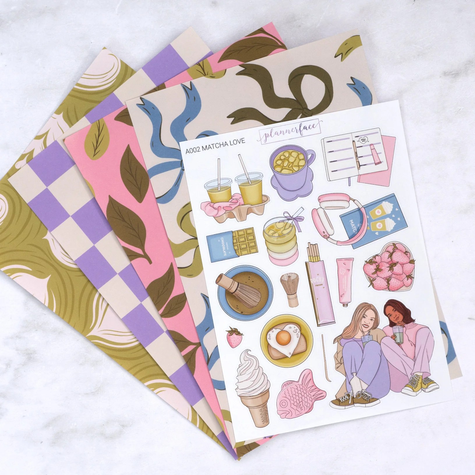 Matcha Love Creative Journal Sticker Set Plannerface