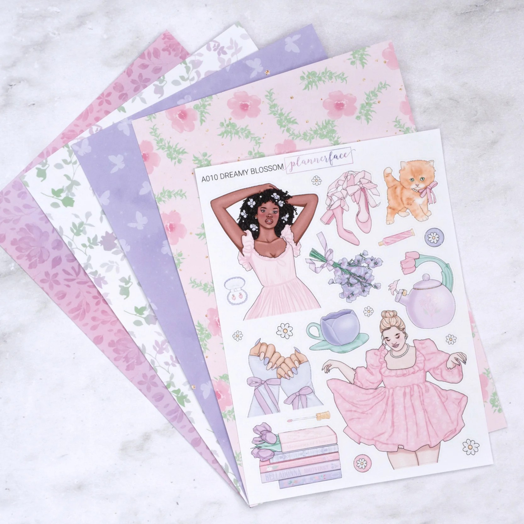 Dreamy Blossom Creative Journal Sticker Set Plannerface