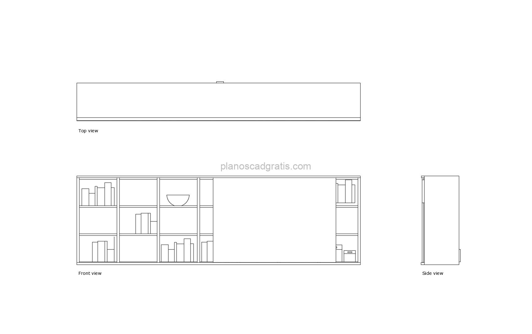 Estantería De Libros Planos Cad Gratis