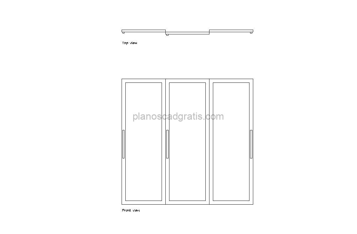 Puerta Corredera Triple Planos Cad Gratis