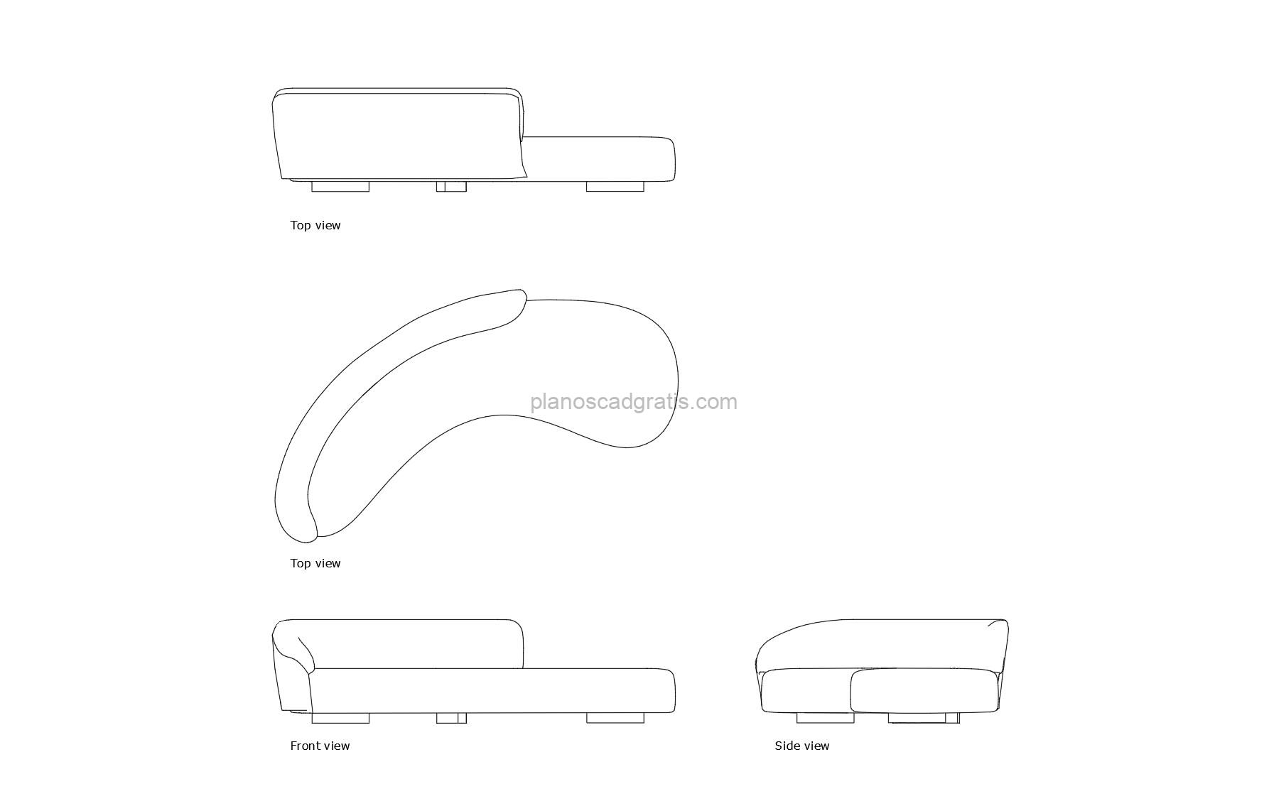 Sofá Curvo Moderno Planos Cad Gratis