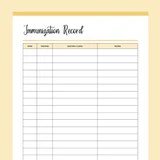 Printable Immunization Record Plan Print Land