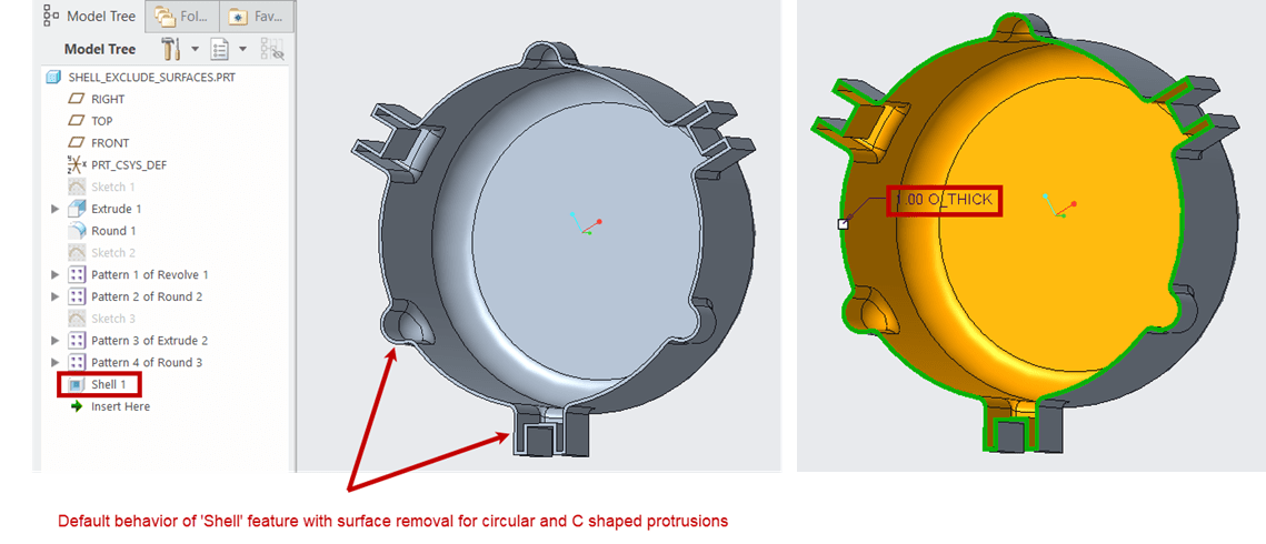 How to Exclude Surfaces from Shell Definition | PTC Creo - PLM Tech Talk