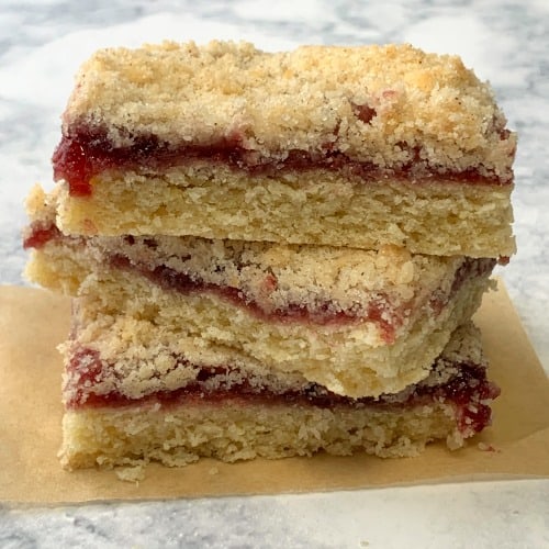 Raspberry German Crumb Cake Bars - Plowing Through Life