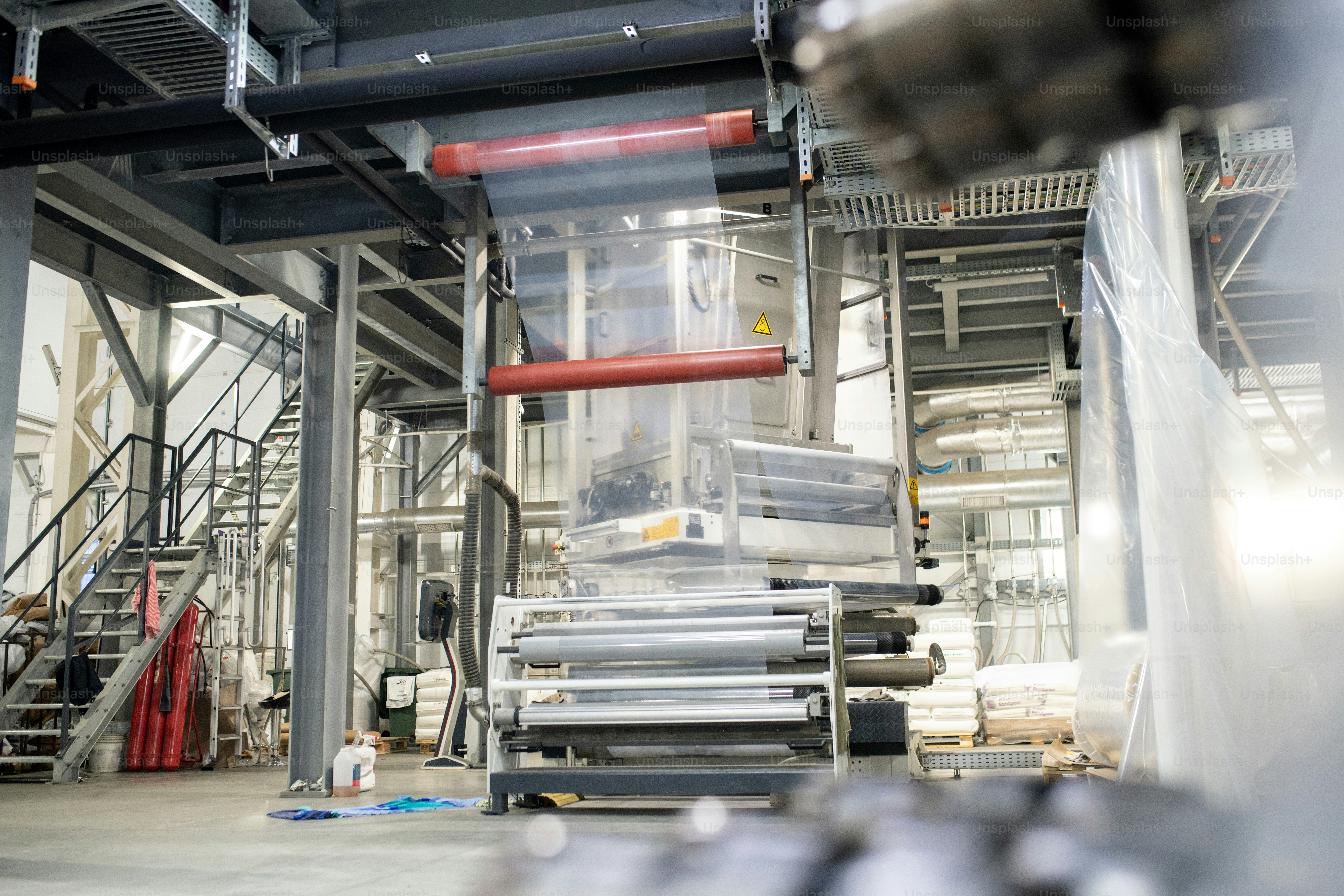 Interior Of Large Factory Or Warehouse With Technological Constructions