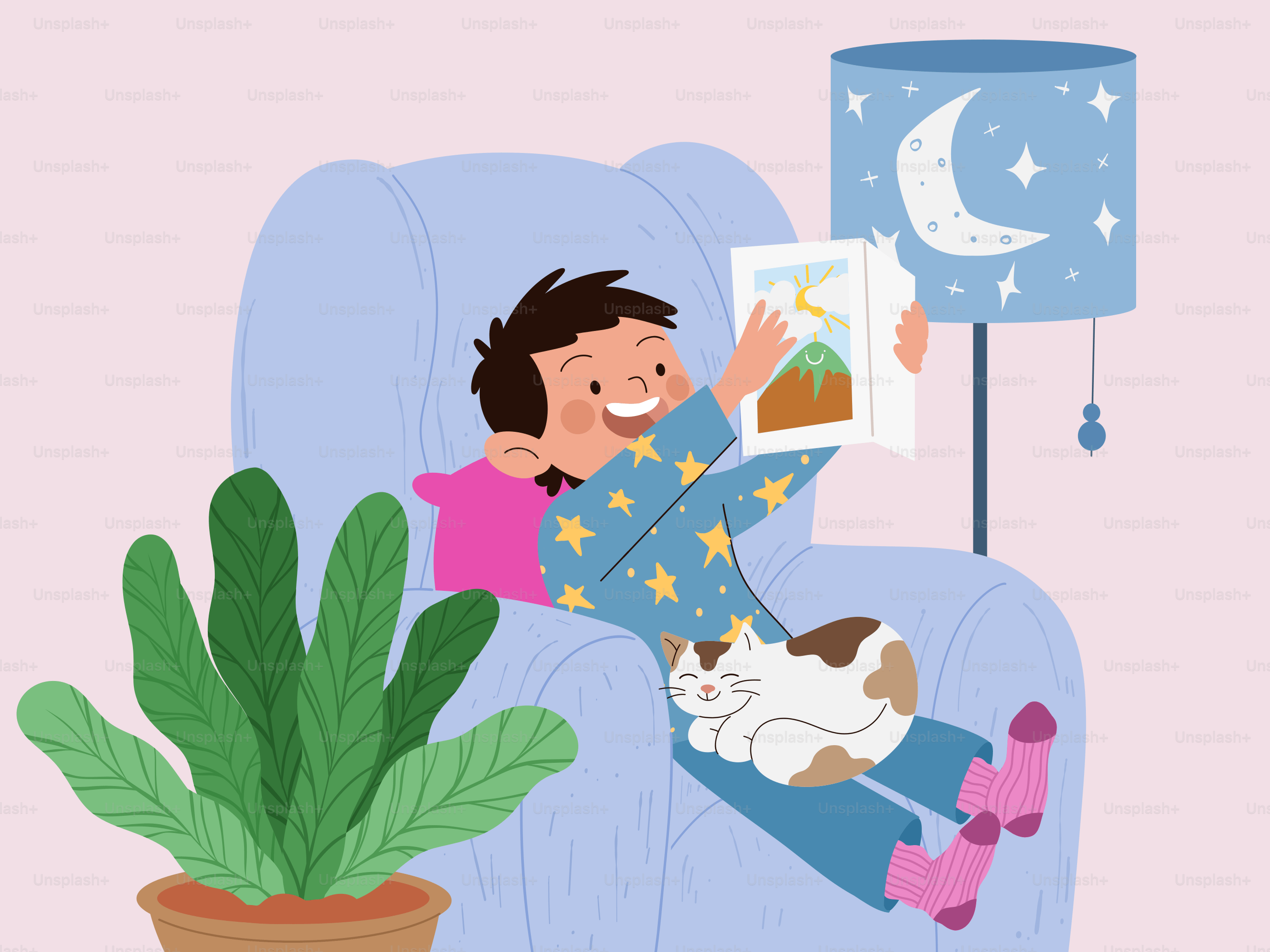 Una Persona Sentada En Una Silla Con Un Gato Vector Imagen De Gato En