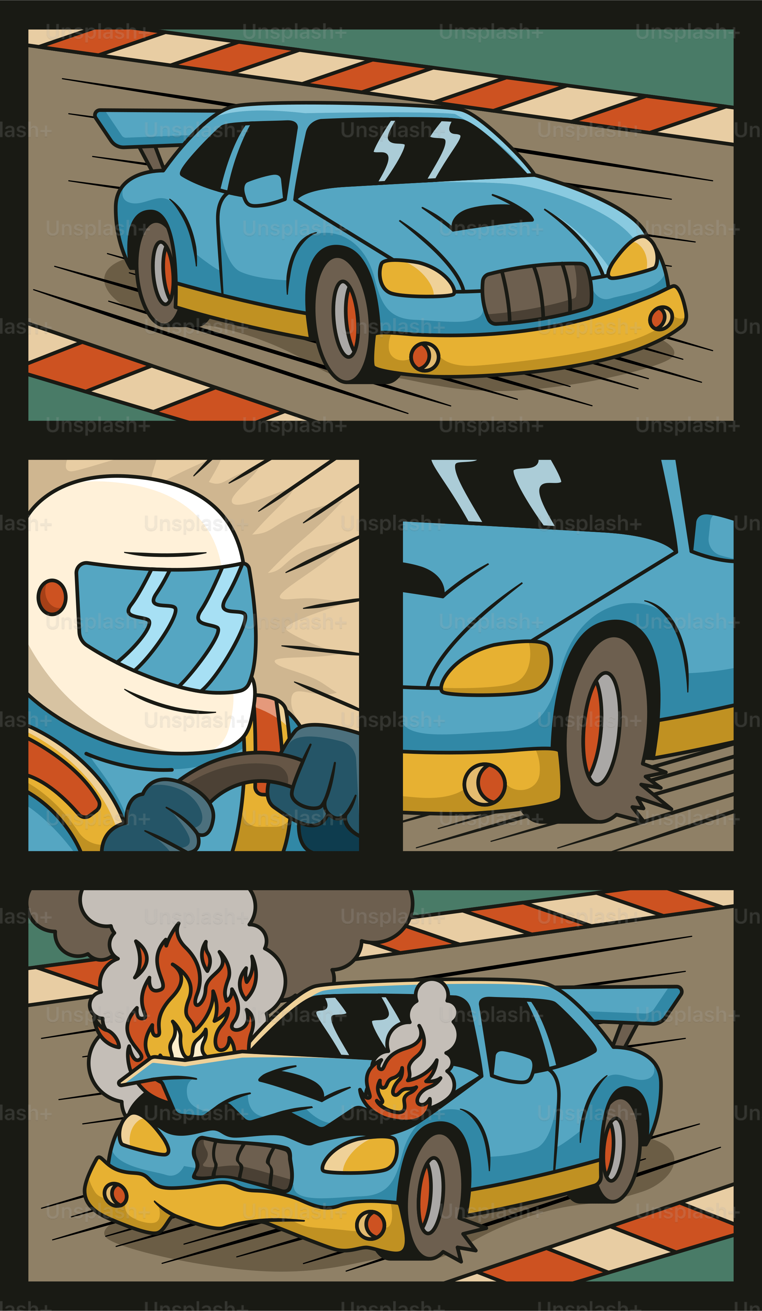 Race Car Has A Crash And Bursts Into Flames Vector Car Image On Unsplash