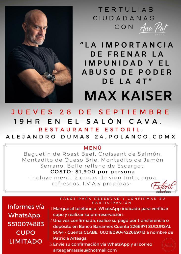 Max Kaiser se renta en cenas gourmet para hablar mal de AMLO