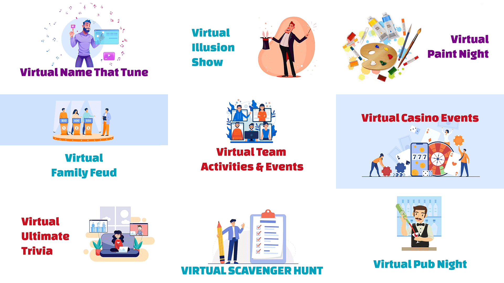 Explainer Videos of Virtual Team Activities & Events - Pop! Events Group