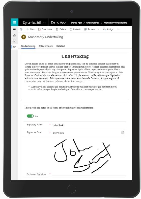 Customer Signature Capturing And Printing On Document Template Using Pen Control And Microsoft